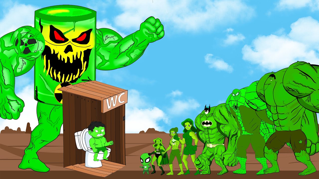 Team HULK Family & SPIDERMAN, BATMAN vs MONSTER RADIATION : Eat Wild ...