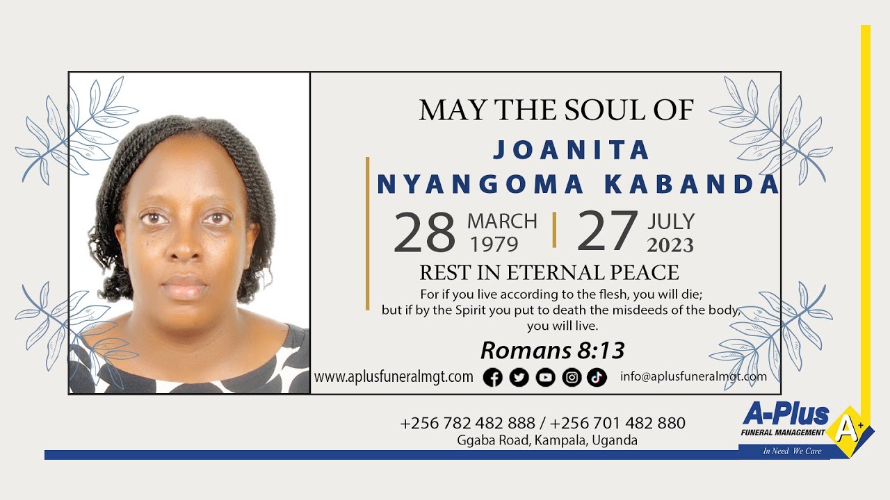 Celebrating the Life of the Late JOANITA NYANGOMA KABANDA - YouTube