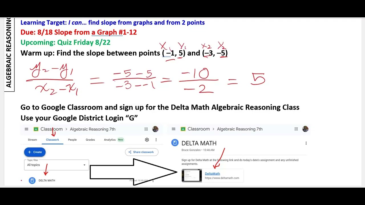 8/20/25 AR Warm Up, Delta Math: Finding Slope #mrglee.mp4 - YouTube