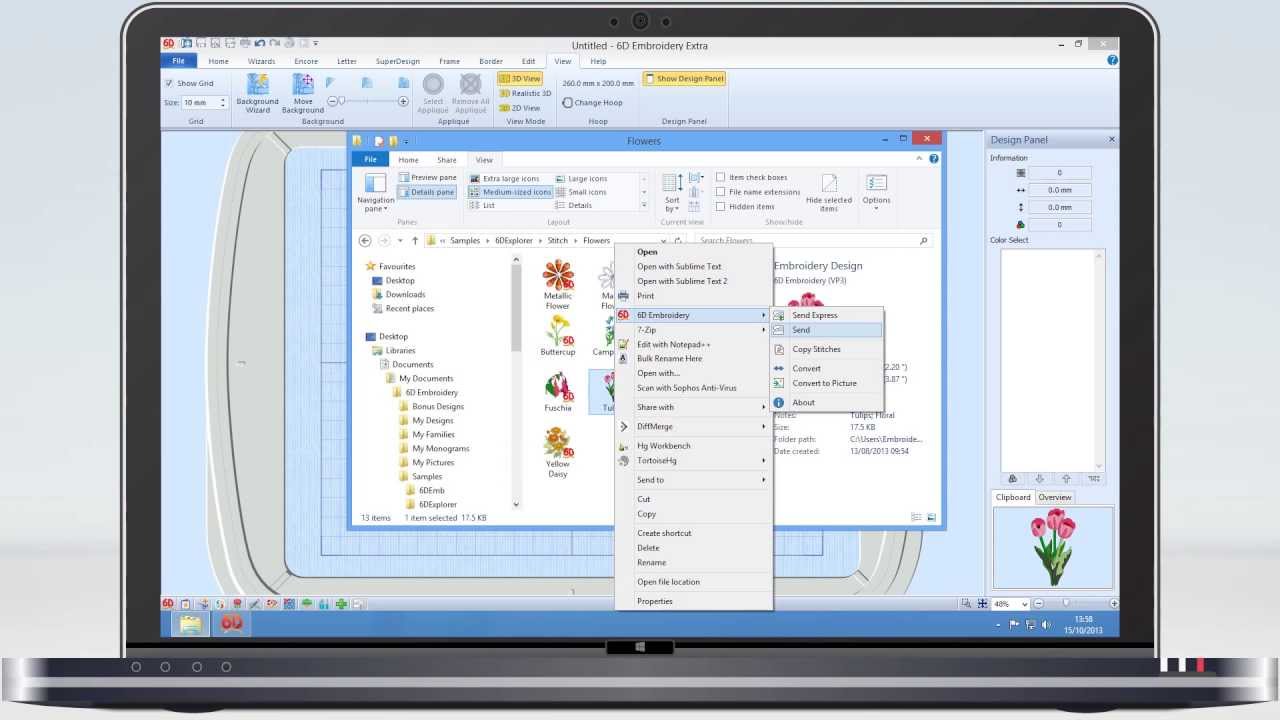 6D™ Explorer Plugin - Viewing Embroideries - Windows® 8 - YouTube
