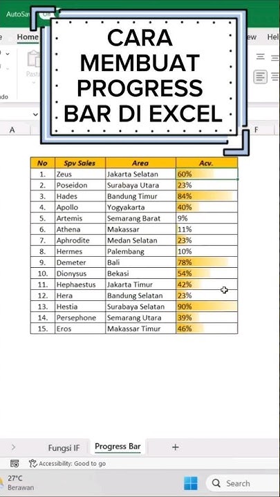 CARA MUDAH MEMBUAT PROGRESS BAR DI EXCEL #shorts #excel - YouTube