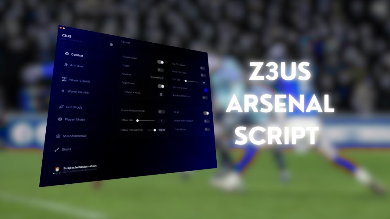 Arsenal Roblox Script | Z3US GUI | (KILL ALL, SILENT AIM, AIMBOT, ESP ...