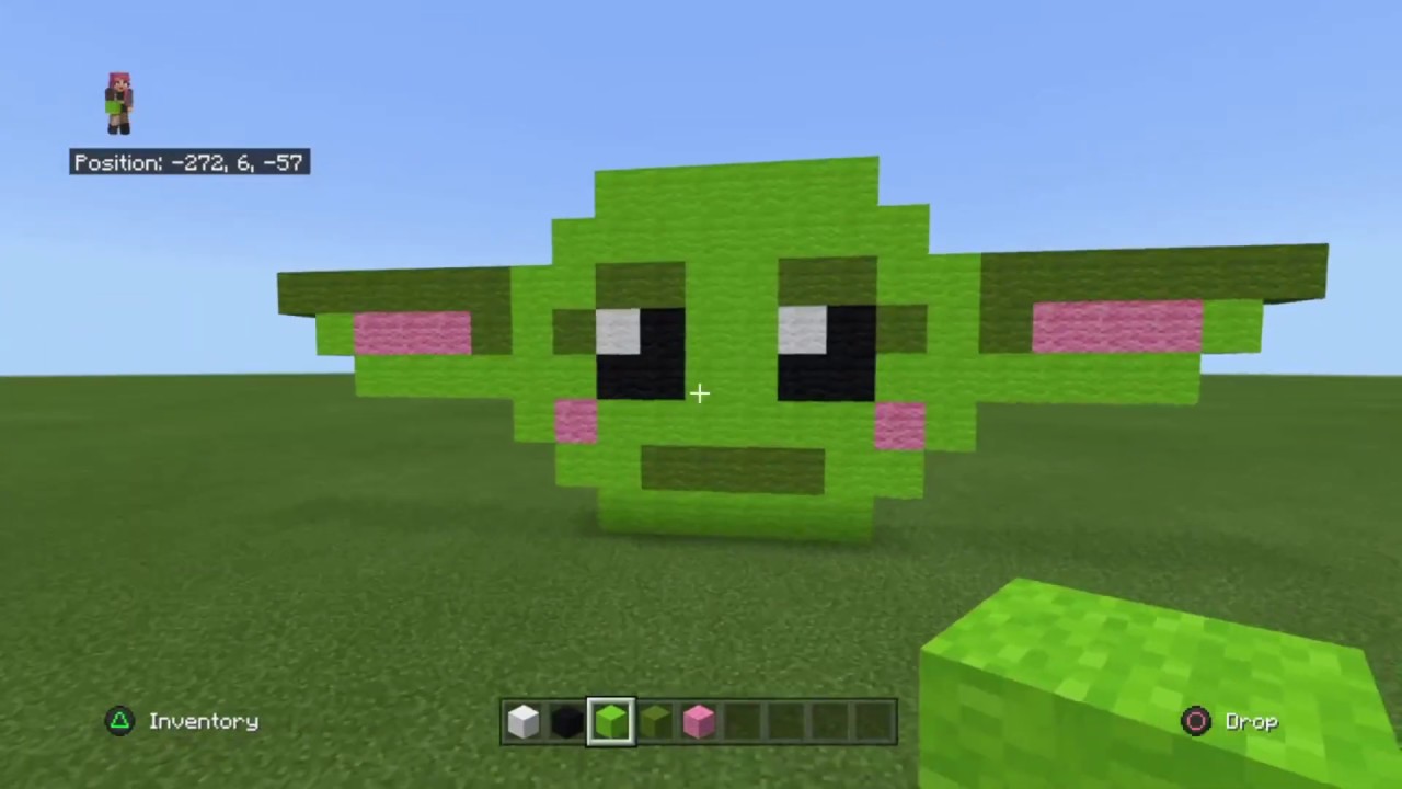 How To Build A Pixel Art of Yoda's Face in Minecraft - YouTube