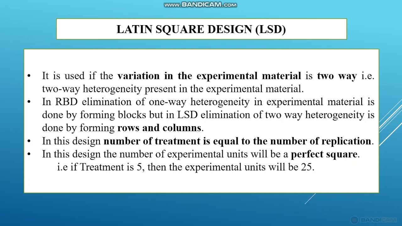 LSD Part 1 - Latin Square Design - YouTube