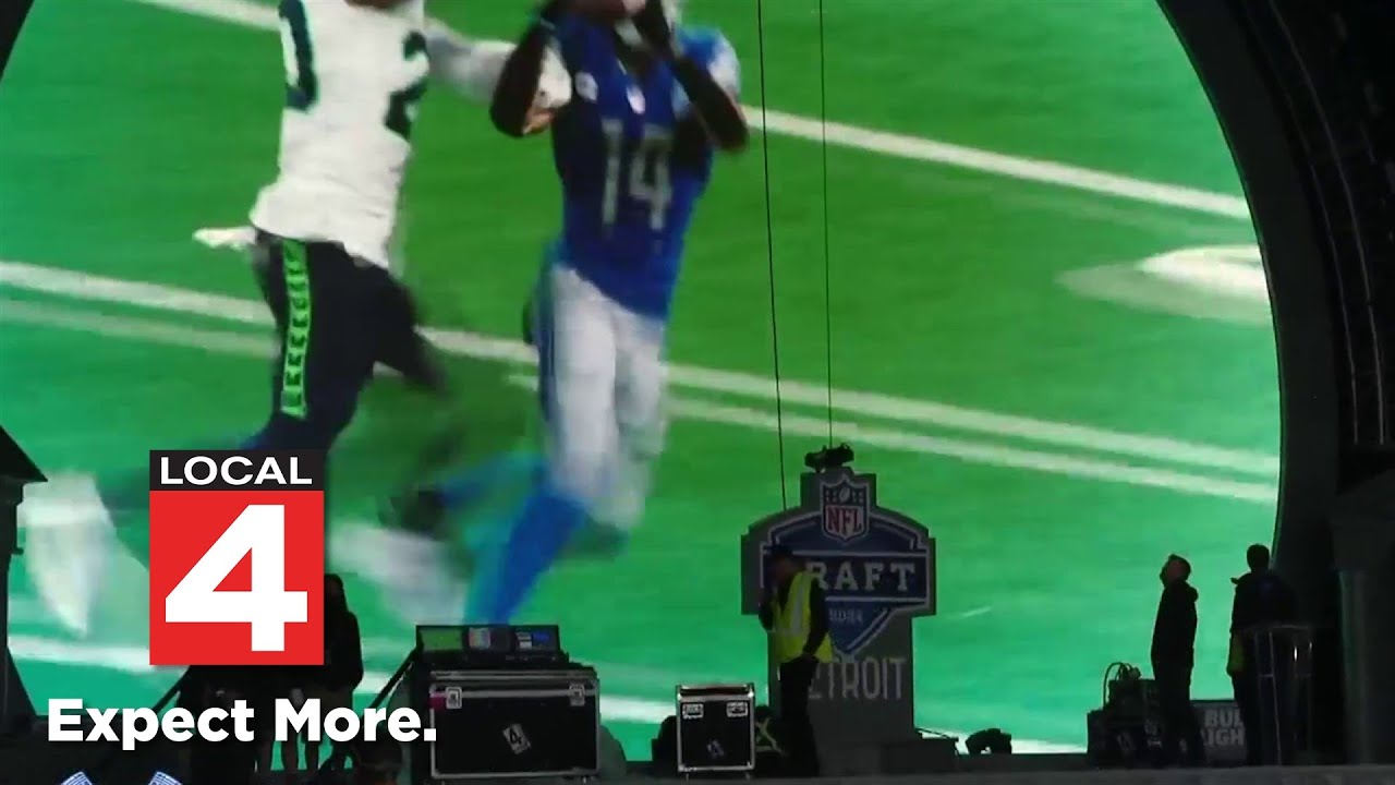 NFL draft theater is complete in downtown Detroit - YouTube
