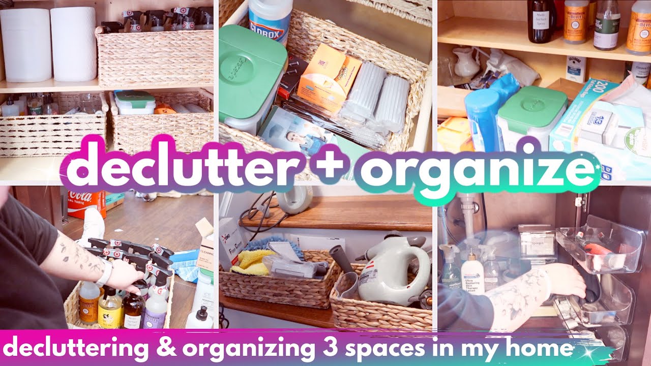 DECLUTTER & ORGANIZE WITH ME \\ decluttering & organizing 3 spaces in home - YouTube