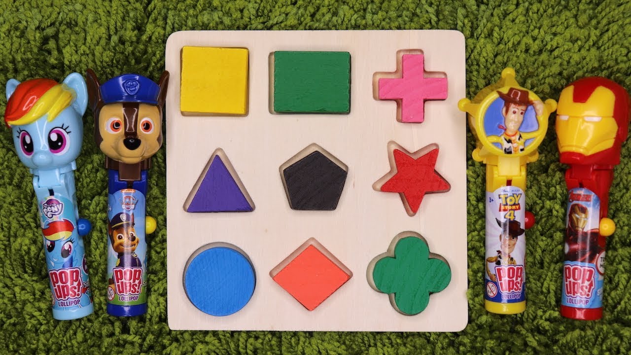Learn shapes with 9 colorful popup toys and lovely shape blocks! - YouTube