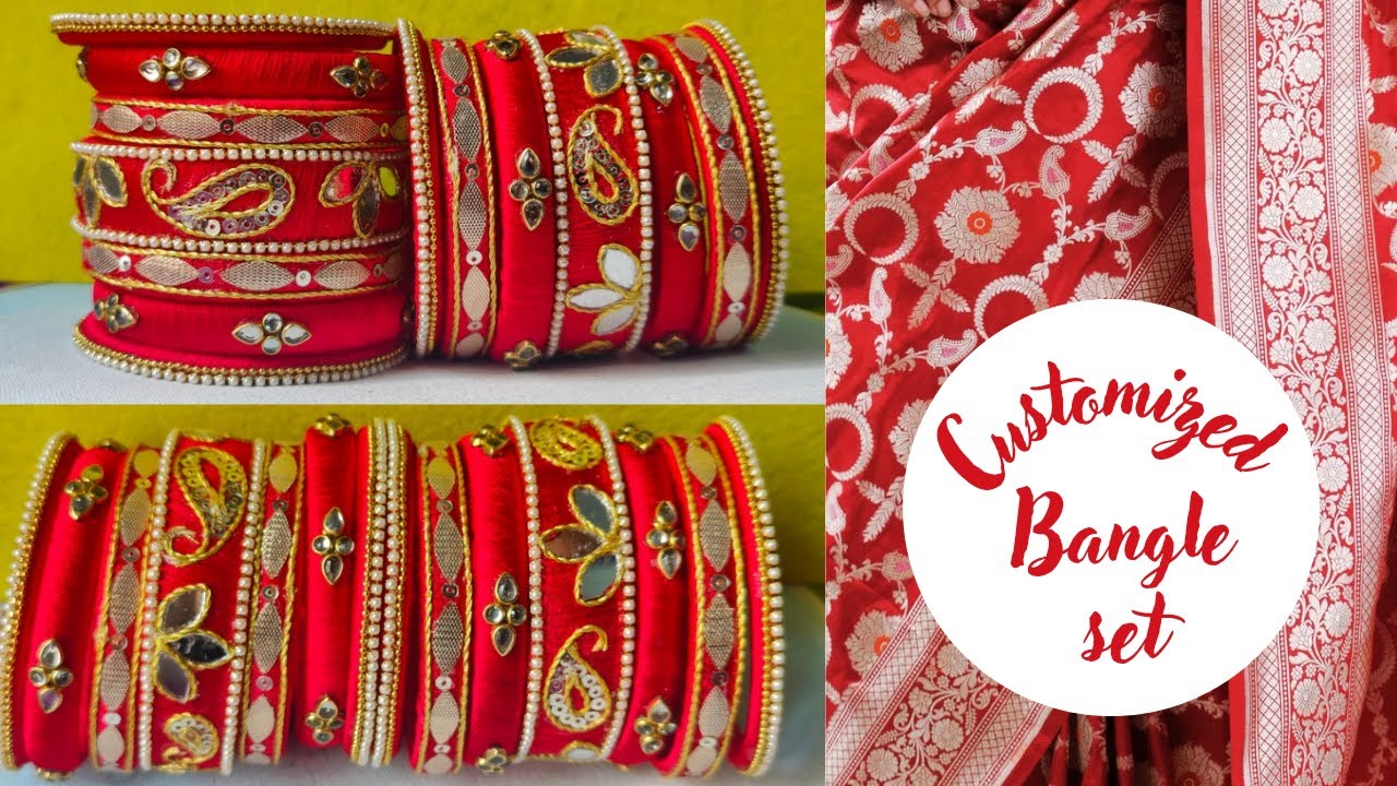 Customized handmade bangle set | thread bangles | customized bridal ...