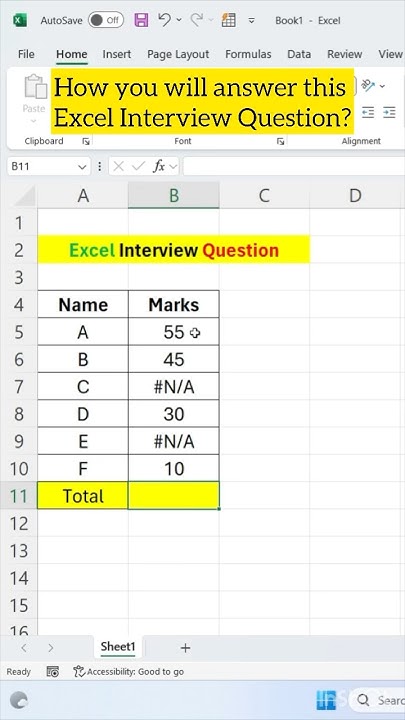 Excel Interview Question | How to sum when there are ERRORS in range #excel - YouTube