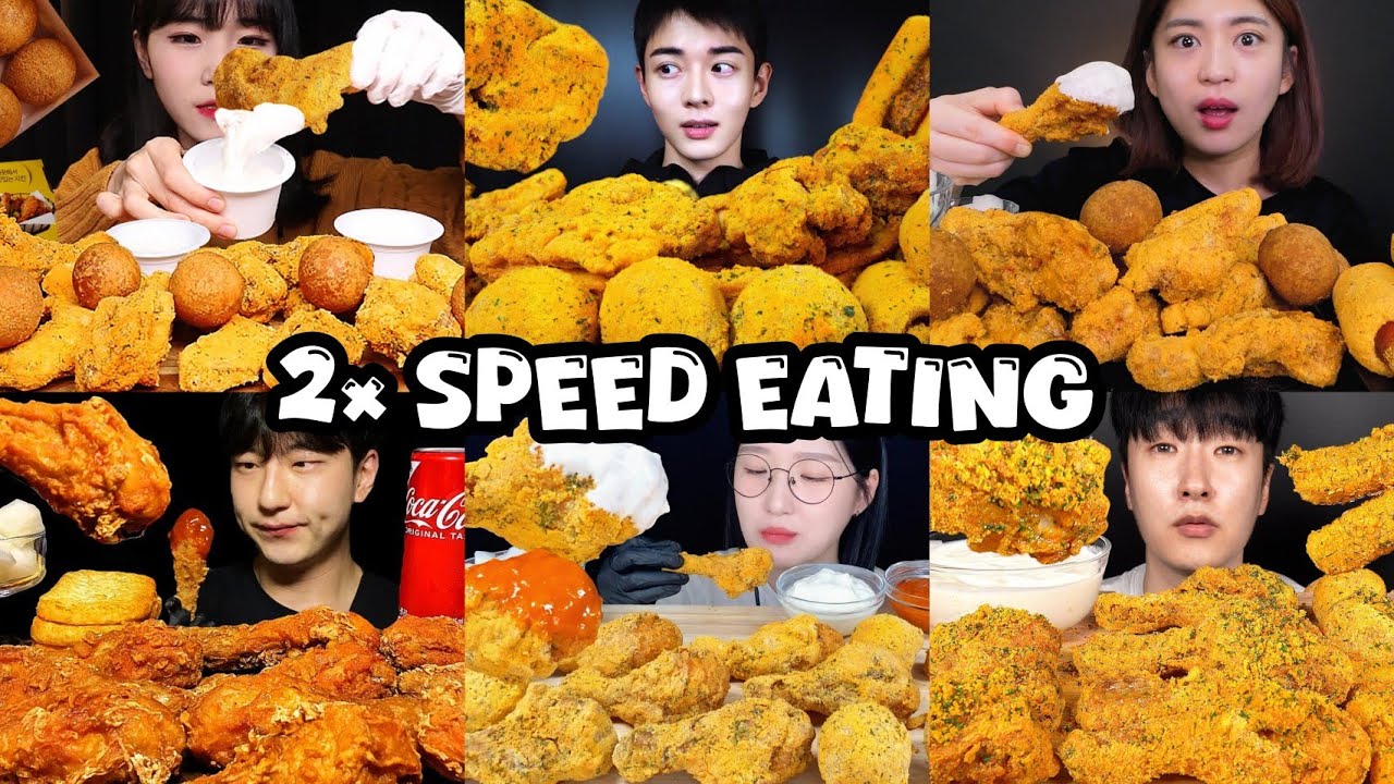 2× SPEED EATING SOUND | KOREAN FRIED CHICKEN MUKBANG | ASMR MUKBANG ...