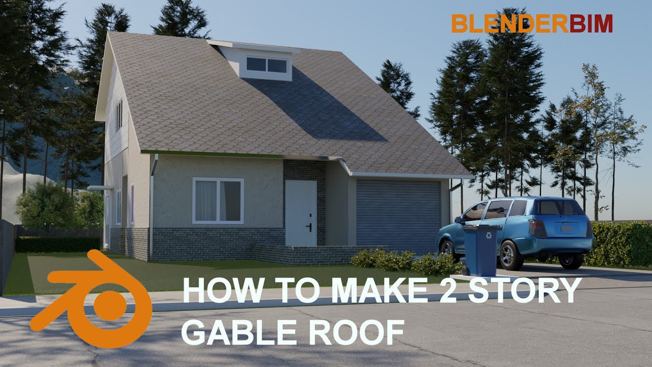 How to Make Two Story Gable Roof with BlenderBIM - YouTube