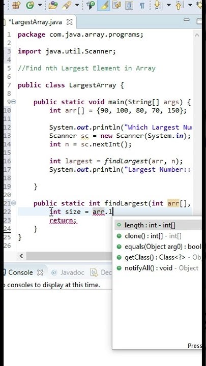🤔😜Nth Largest Element of Array | Kth Largest Element of Array #shorts #youtubeshorts # ...