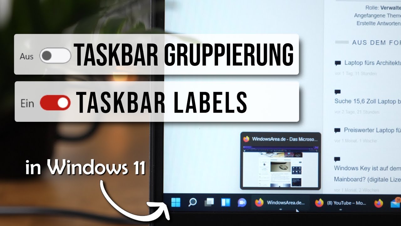 Windows 11: Taskleiste nicht gruppieren & Labels aktivieren - YouTube