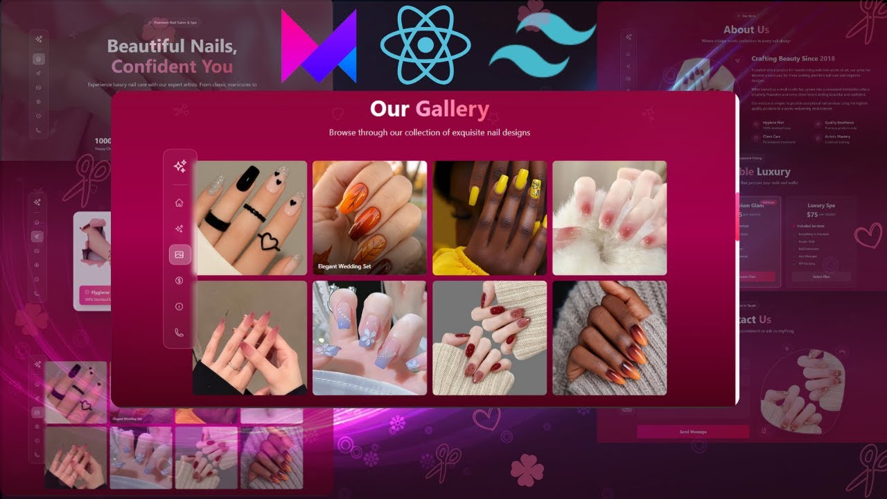 Gallery Section || Animated Nail Art Website with React Js + Tailwind ...