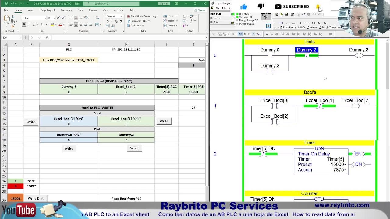 Como leer/escribir desde un AB PLC a MS Excel How to read/write data ...