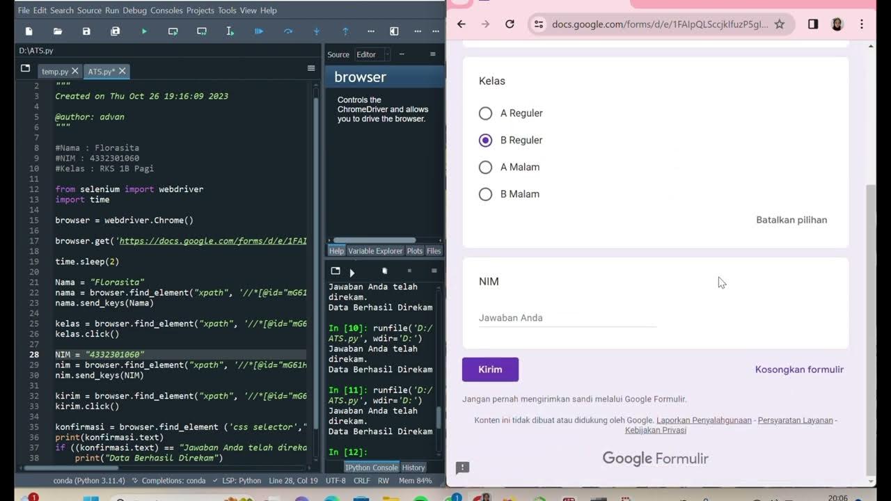 Cara Mengisi Google From Secara Otomatis Menggunakan Python (Selenium+Webdrive) - YouTube