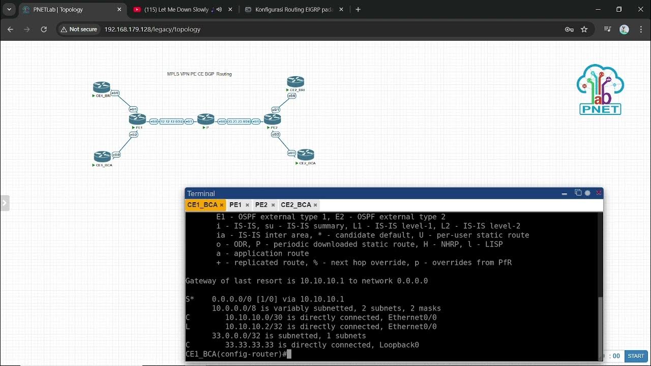 Cisco: Configure MPLS Vpn Routing Pe Ce BGP - YouTube