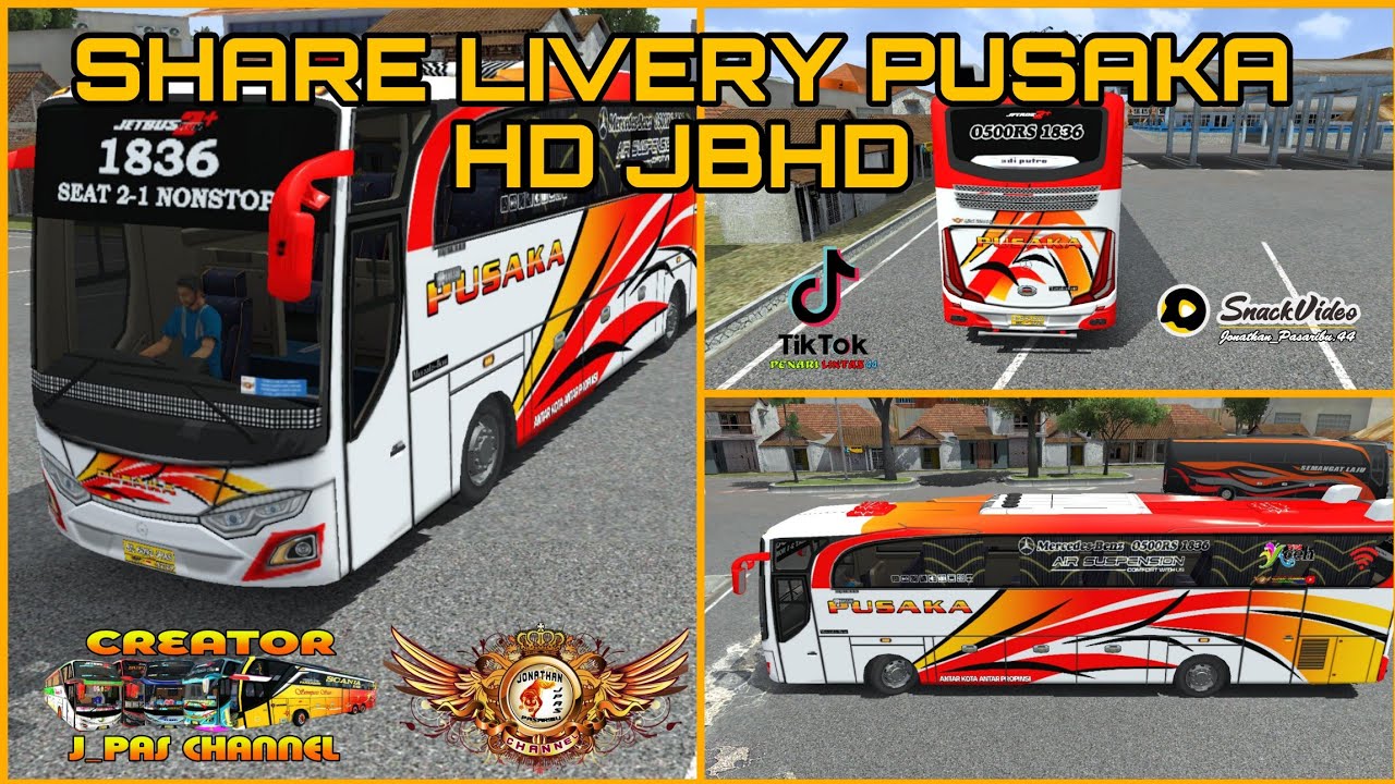 Share Livery Bus Pusaka Body HD JBHD Mercedes Benz O500R 1836 📌 Bus ...
