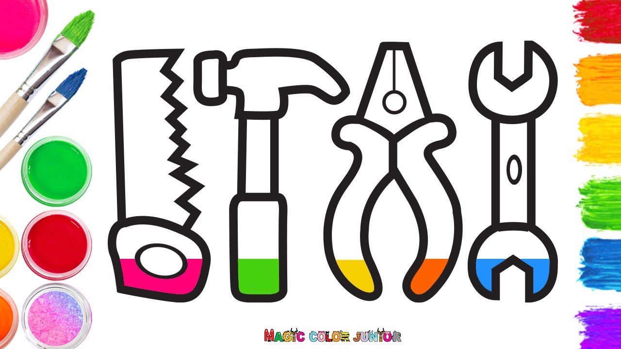 🛠🪚How to Draw Repair Tools ( Hammer, Spanner, Pliers & Saw ) | Step By ...