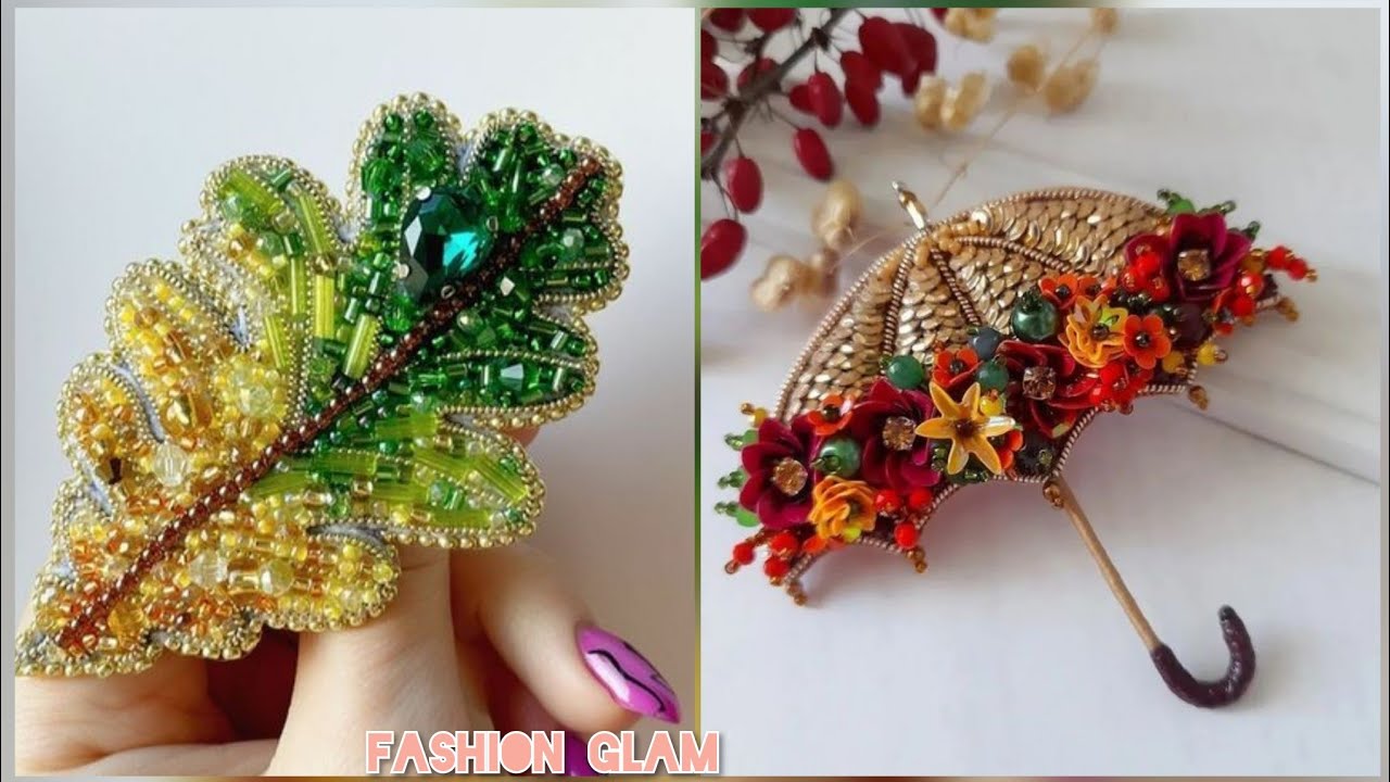 Different Types Of Beads Embroidered Brooches Patterns/Beaded Brooches ...