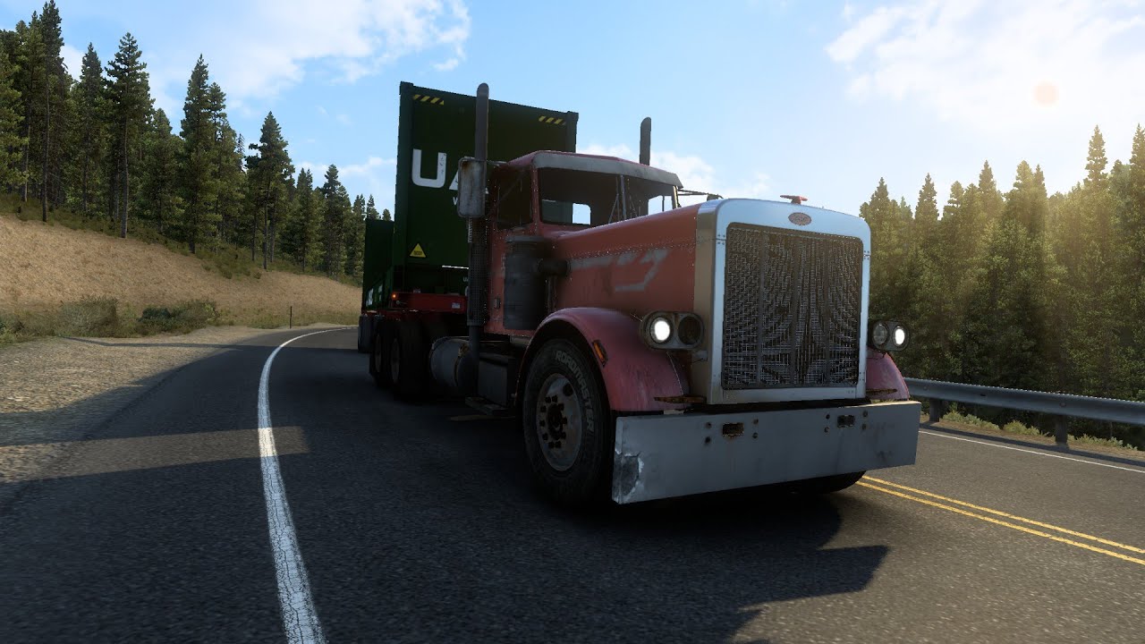 Peterbilt 359 | ATS Realistic Truck Driving | Delivering a flatrack to ...