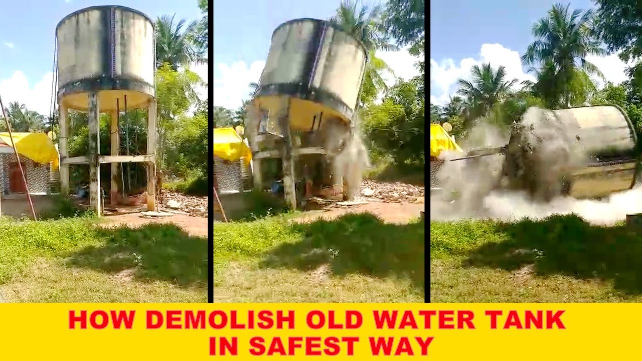 HOW DEMOLISH OLD WATER TANK IN SAFEST WAY 3| Sri Ramajayam Earth movers ...
