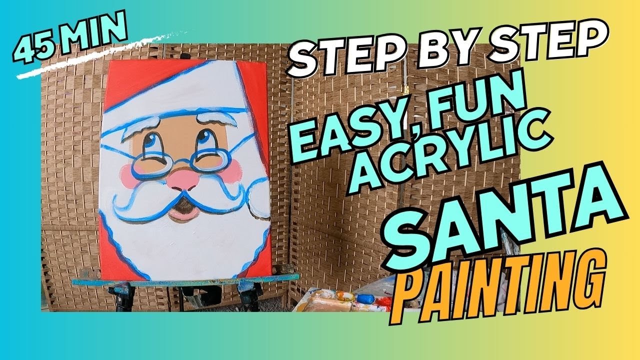 How to Paint: Sweet Santa Face / Step by Step Christmas Acrylic ...