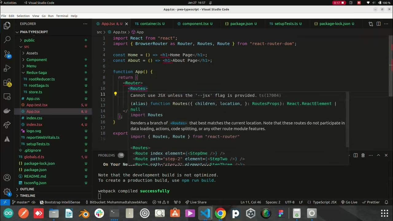 Cannot use JSX unless the '--jsx' flag is provided.ts(17004) - YouTube