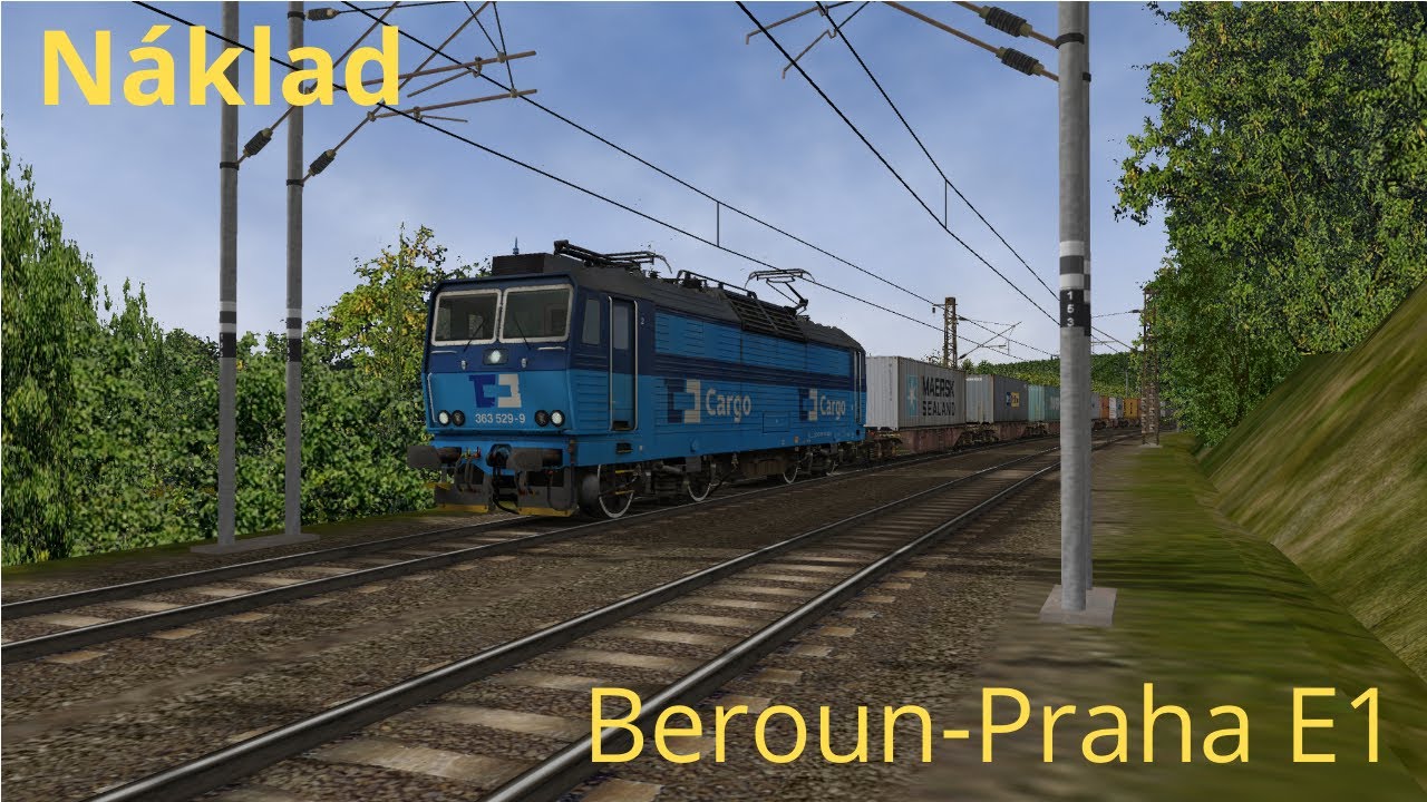 Open Rails Náklad Beroun-Praha E1 - YouTube