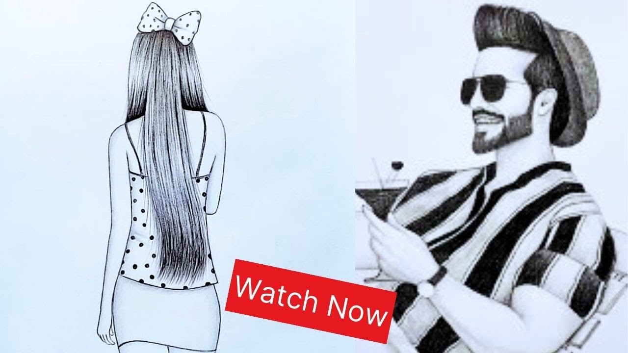 How to draw a girl with back-side / BACK-SIDE GIRL DRAWING - Pencil ...