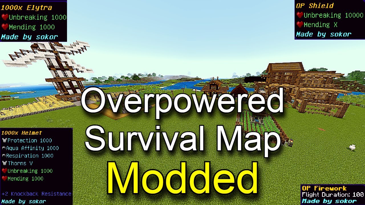 Minecraft Bedrock Overpowered Survival Modded Map - YouTube