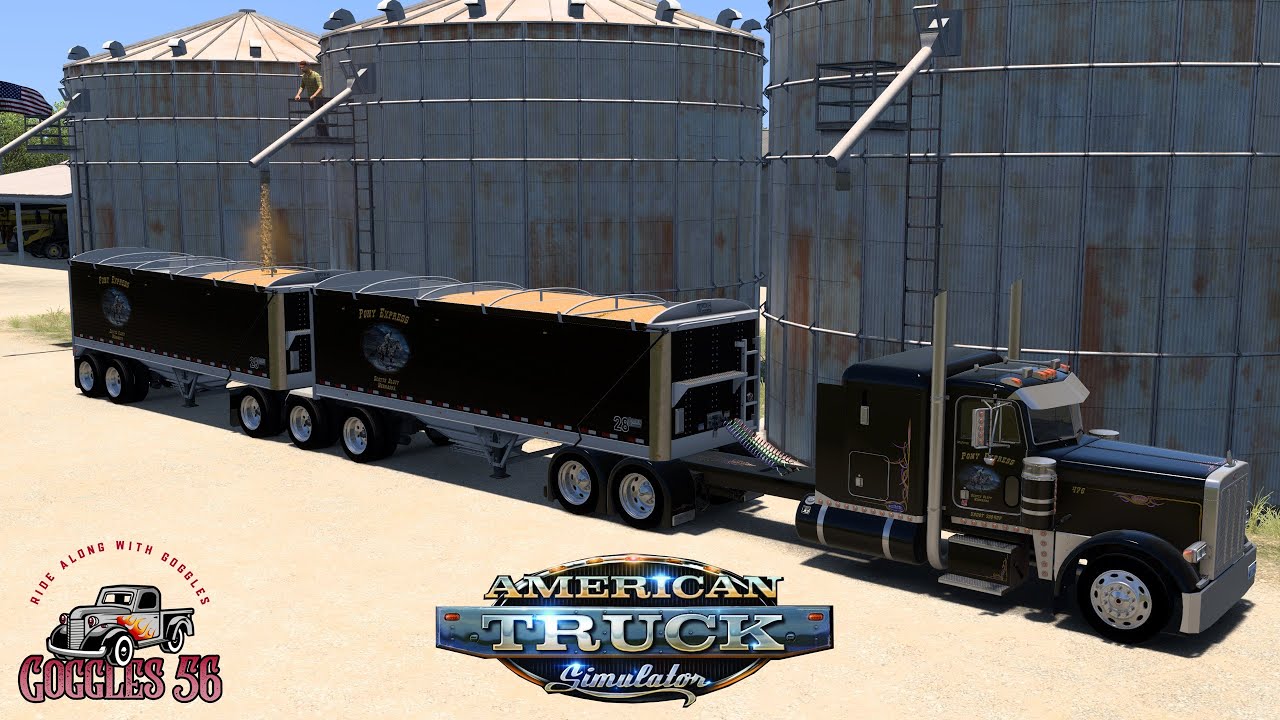 ATS | 1.50 and Nebraska! B-Double Grain Hopper Dynamic Loading - YouTube
