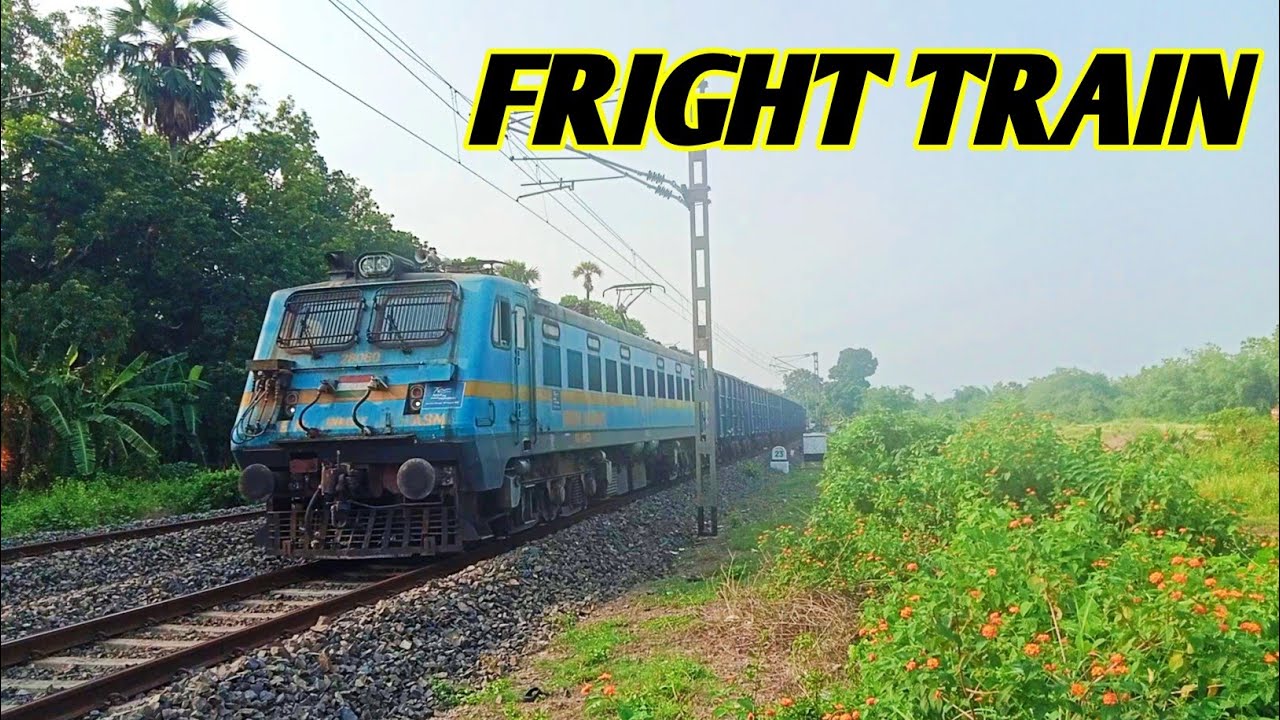 Fright train running in railway track very smoothly and slowly||please ...