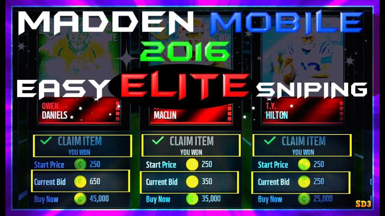 Madden NFL Mobile 2016 EASY ELITE SNIPING - YouTube