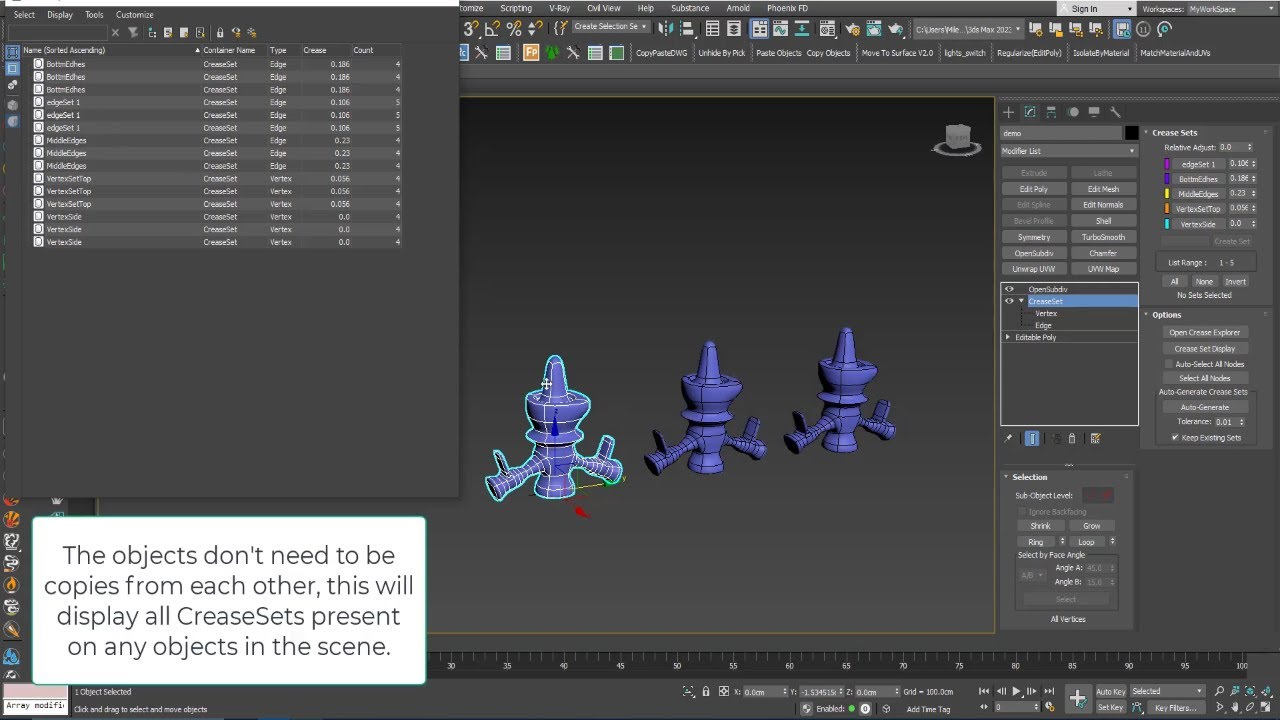 3DS Max - CreaseSet modifier - YouTube