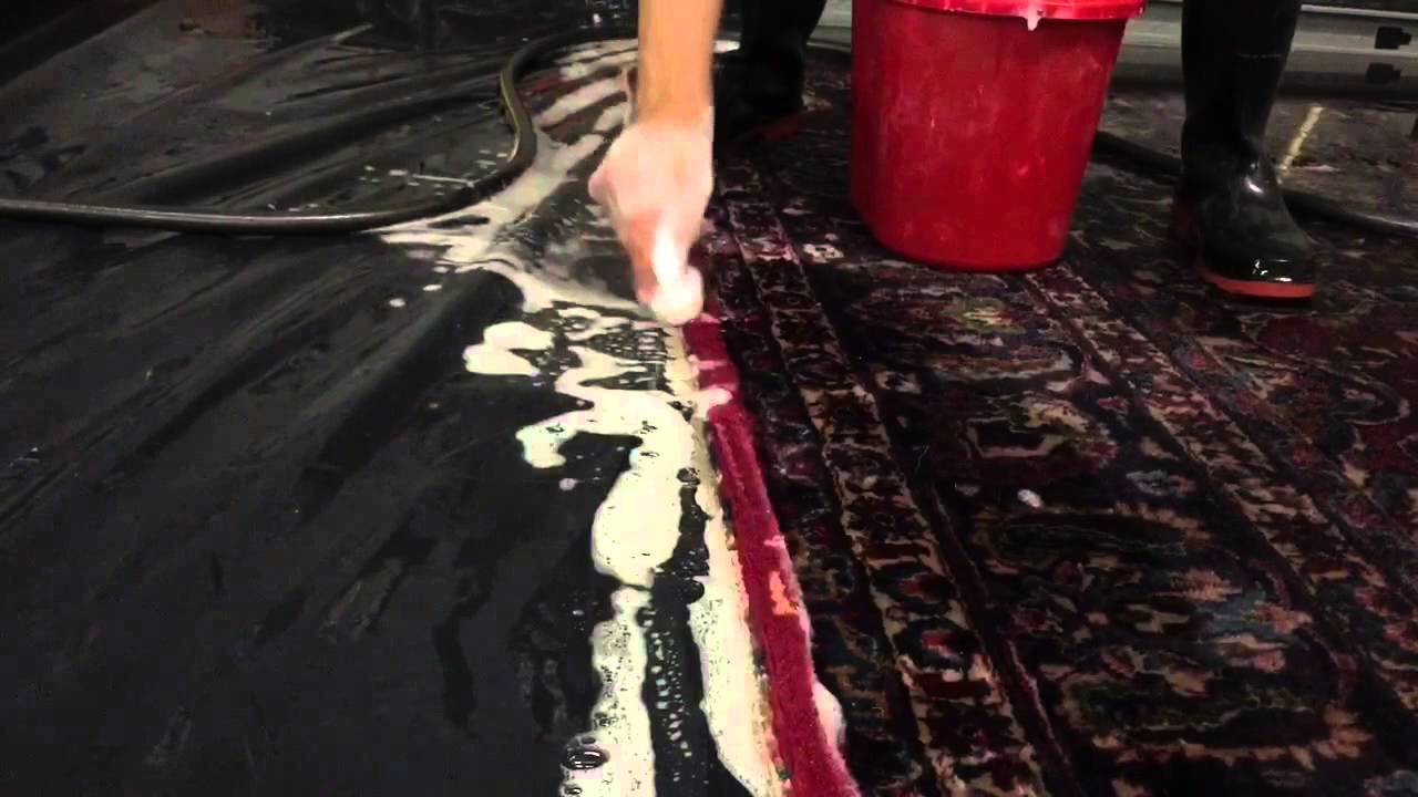 Washing a water-damaged oriental rug - YouTube