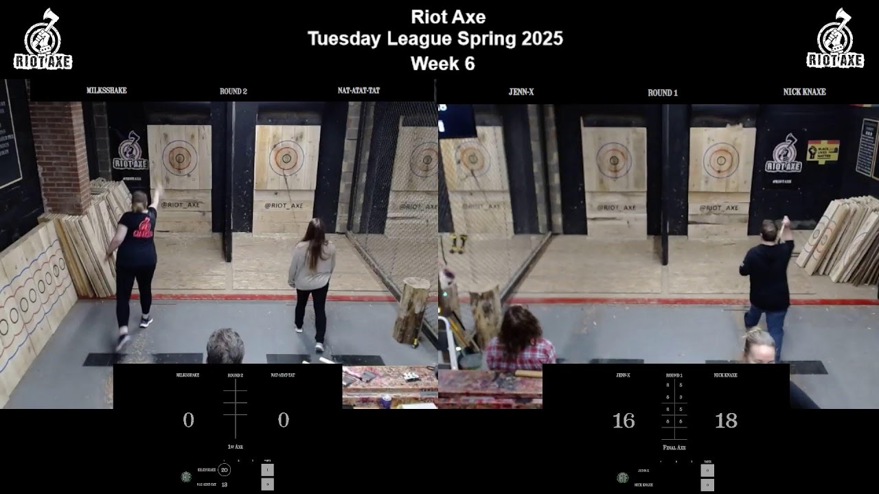 Riot Axe Tuesday League Spring 2025 Week 6 | Axe Throwing - YouTube