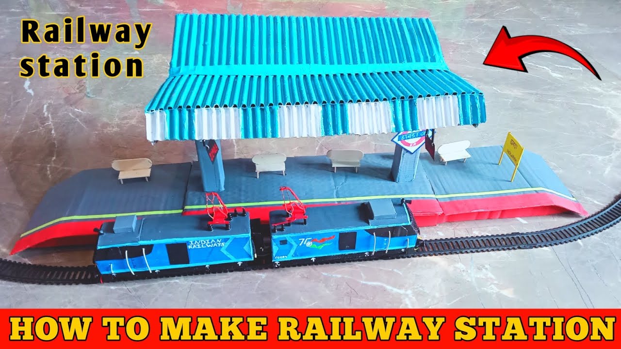 Railway station kaise banaye Ghar par? || How to make cardboard railway ...