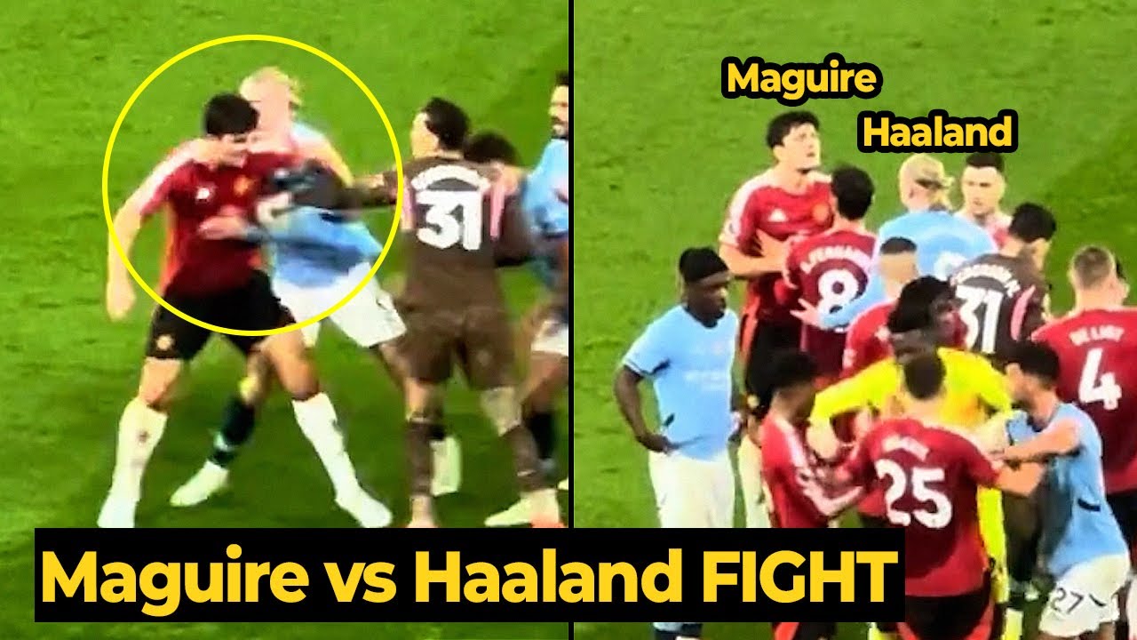 Harry Maguire ANGRY REACTION to Haaland while trying to protect Hojlund ...