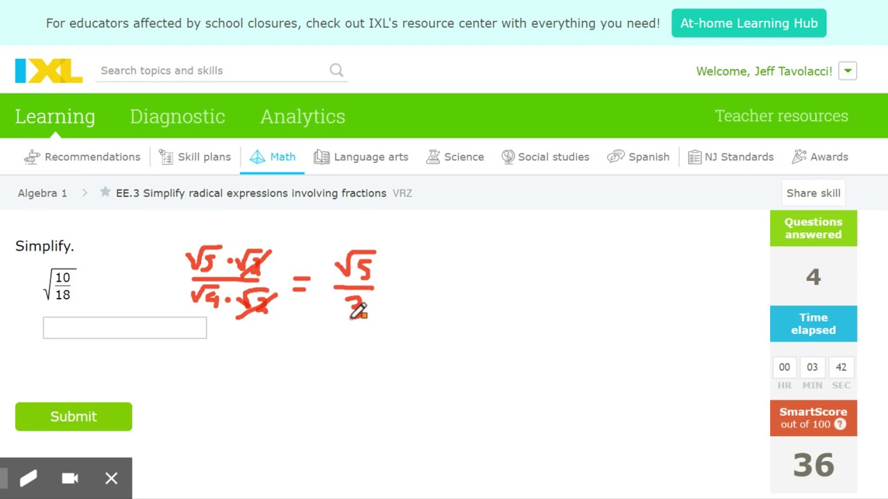 IXL EE 3 Simplify Radical Expressions Involving Fractions YouTube IXL EE 3 Simplify Radical Expressions Involving Fractions YouTube