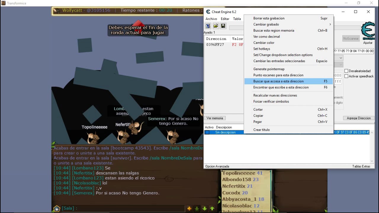 Transformice: Raton INMORTAL Hack | Cheat Engine - YouTube