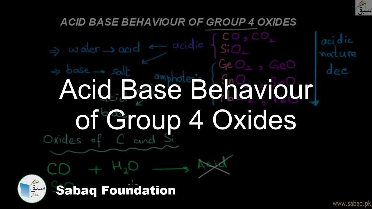 Acid Base Behaviour of Group 4 Oxides, Chemistry Lecture | Sabaq.pk ...