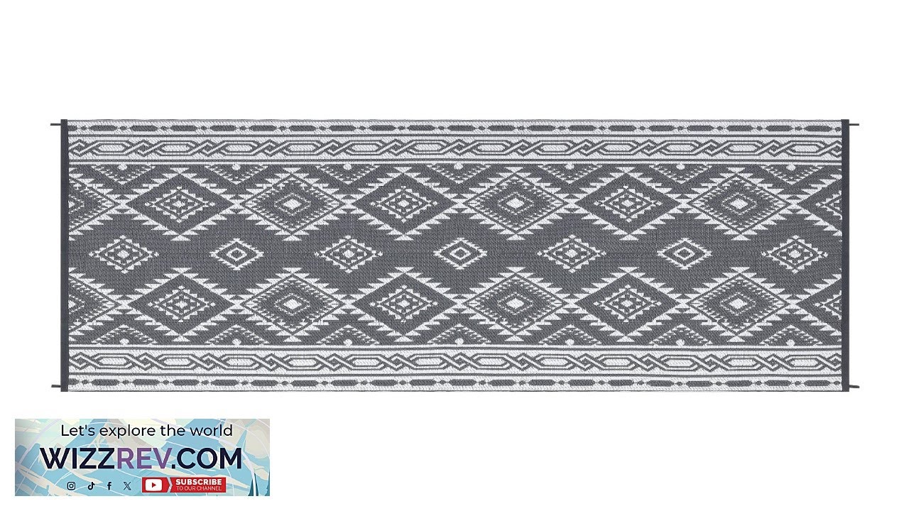 Garvee Outdoor Grey & White 6x9 Persia Reversible Plastic Straw Rug ...