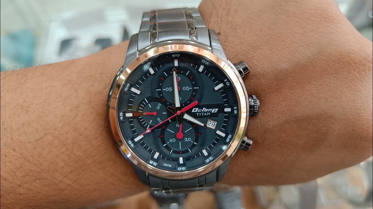 Titan Gents Chronograph 90086km03 Octane Series Gun Metal Watch Review ...