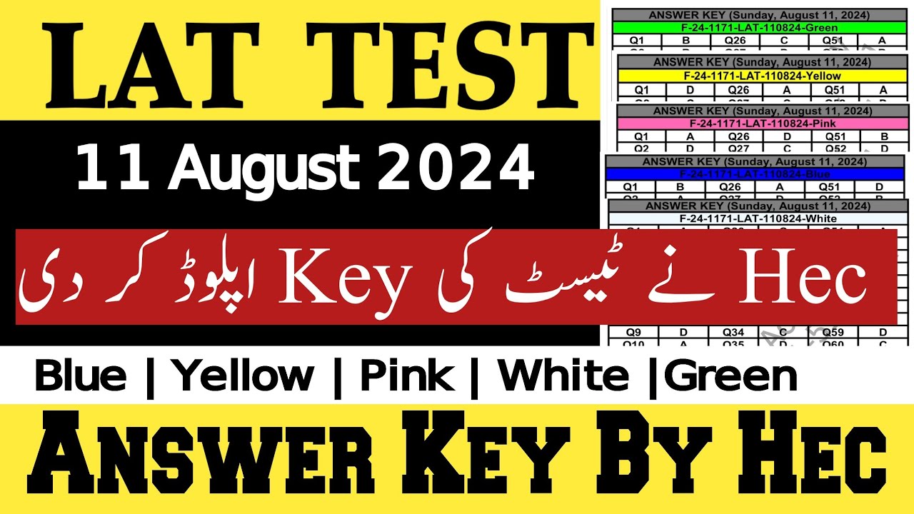 Lat Key 11 August 2024 - Hec Uploaded Lat Mcqs Answer key 11 August ...