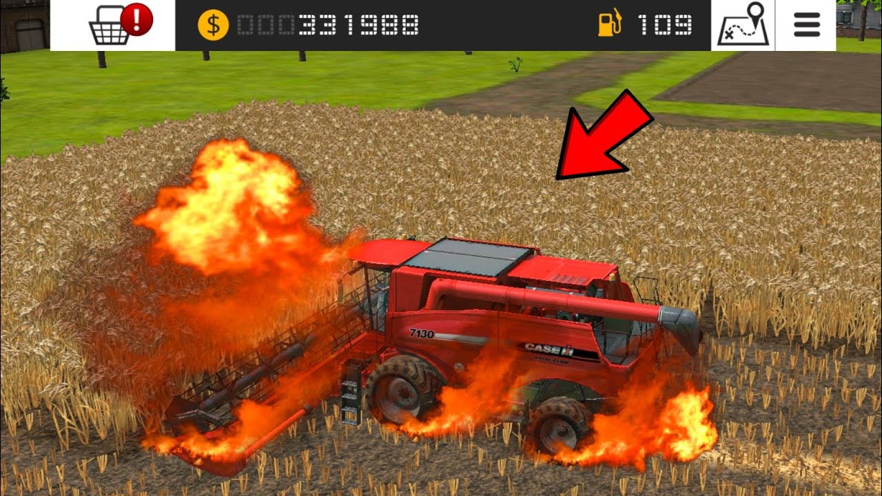 Fire Attack With Harvester In Fs16 ? Fs16 Gameplay | Timelapse | - YouTube