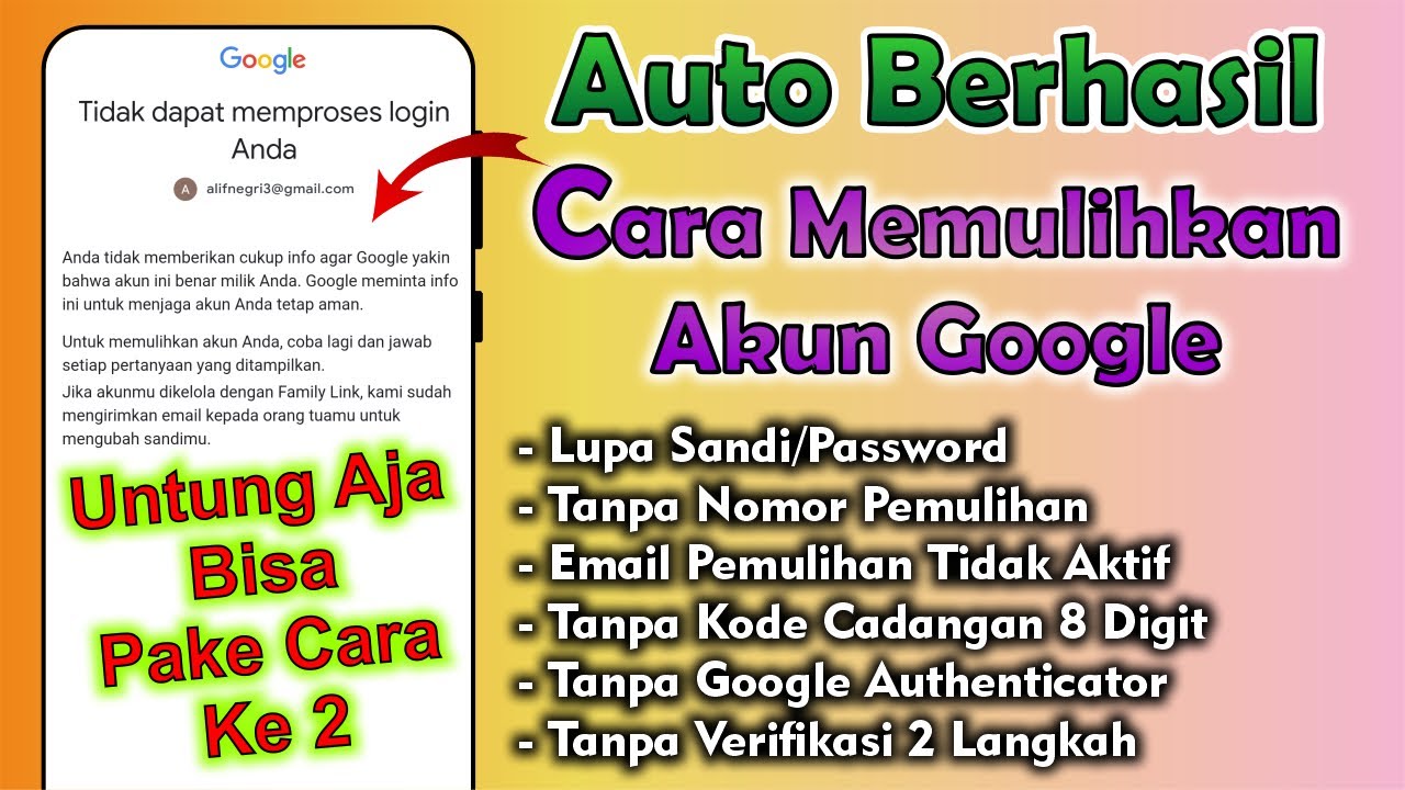 Auto Berhasil | Cara Memulihkan Akun Google Lupa Sandi - YouTube