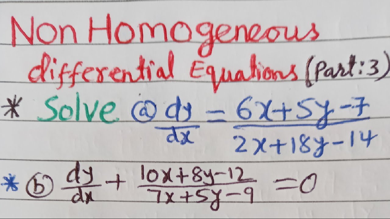 Non Homogenous Differential Equation(Part 3) - YouTube