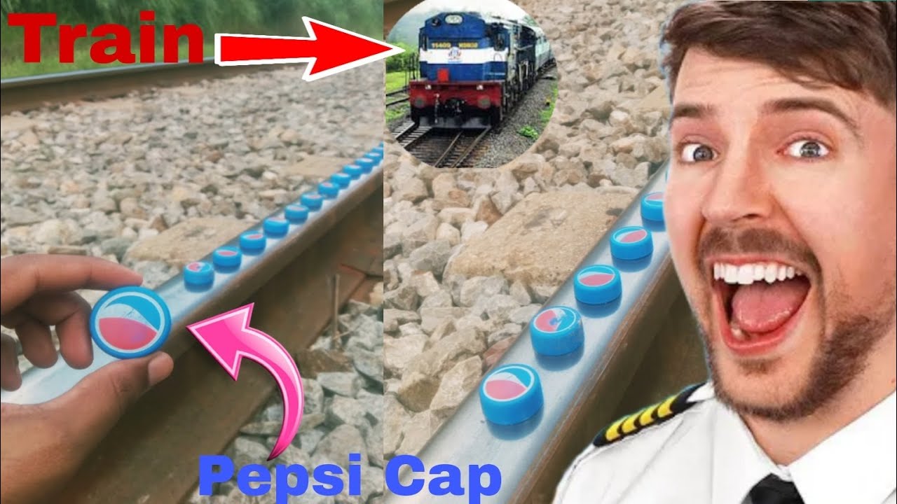 Experiment Video || Train Vs Pepsi Caps - YouTube