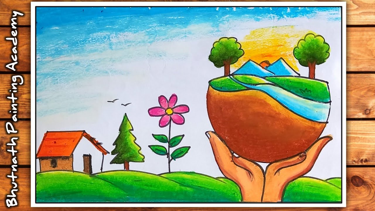 Earth day drawing easy - YouTube